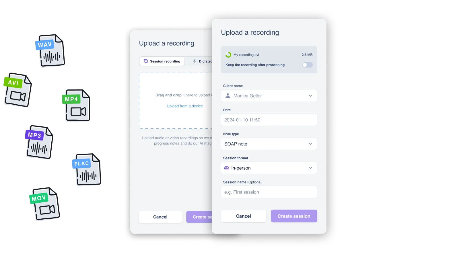 Session formats | Upheal